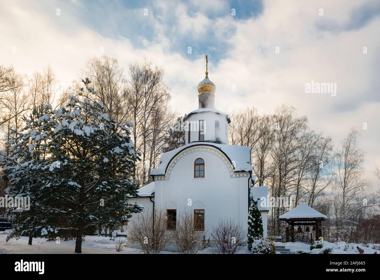 Winter view of the Chapel of St. Michael the Archangel in the village ...