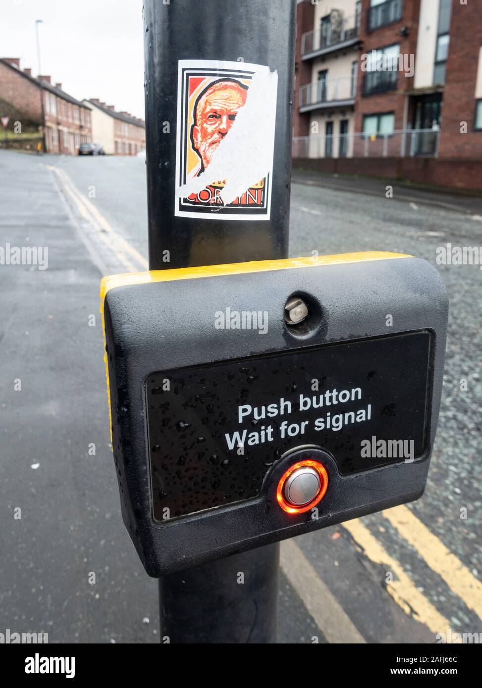 Jeremy Corbyn sticker on traffic lights in north east England. UK Stock ...