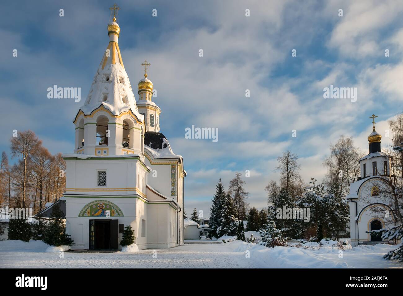 Winter view of the Church of the Assumption of the Blessed Virgin Mary ...