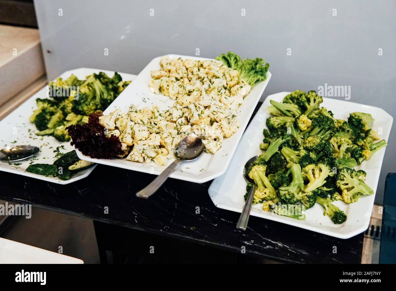 fresh vegetables are healthy food in the kitchen of the restaurant ...