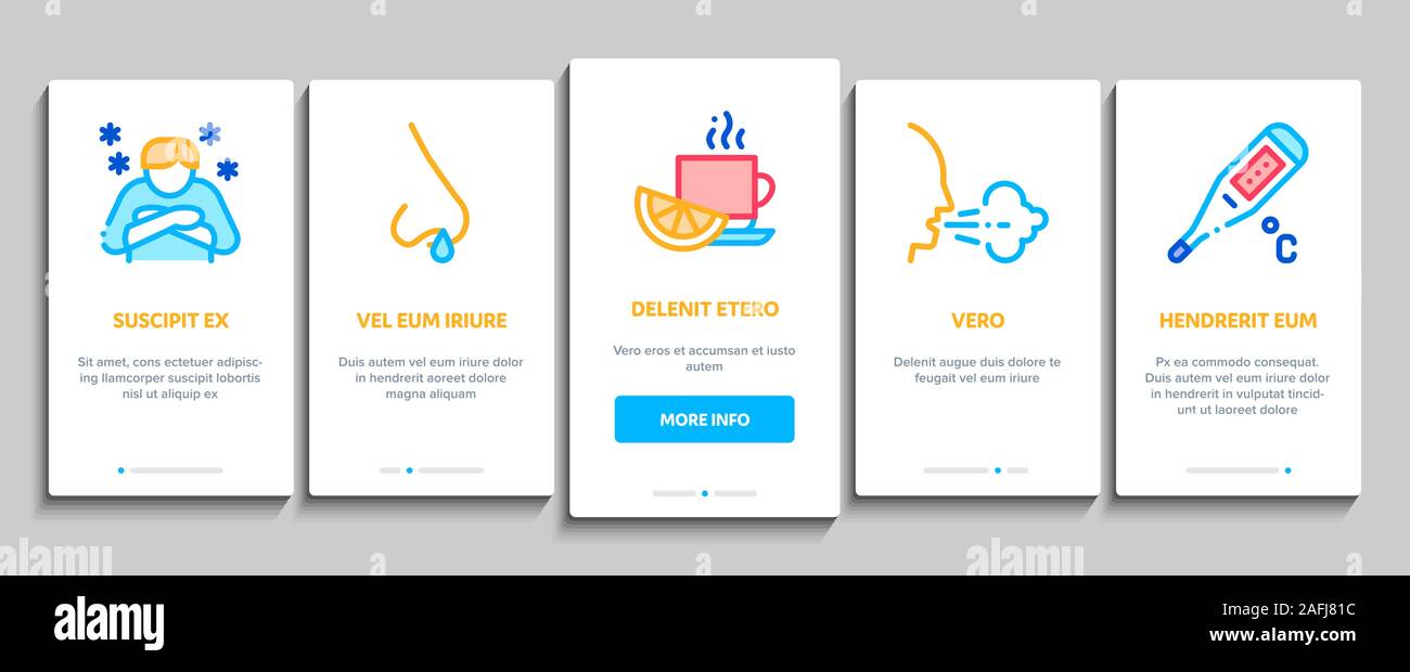 Flu Symptoms Medical Onboarding Elements Icons Set Vector Stock Vector Image & Art - Alamy