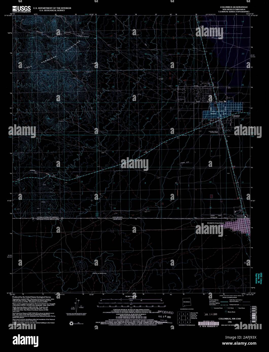 Map of columbus new mexico hi-res stock photography and images - Alamy
