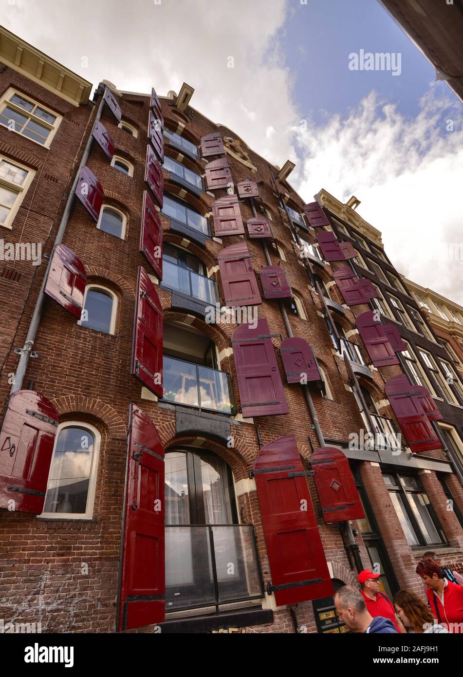 Amsterdam, Holland, August 2019. In the historic center, a typical ...