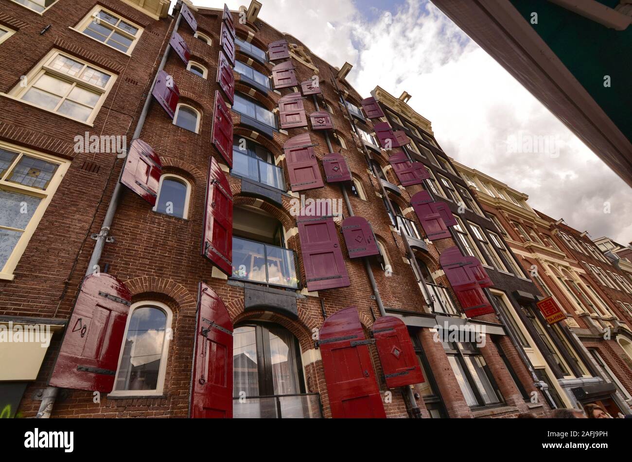 Amsterdam, Holland, August 2019. In the historic center, a typical ...
