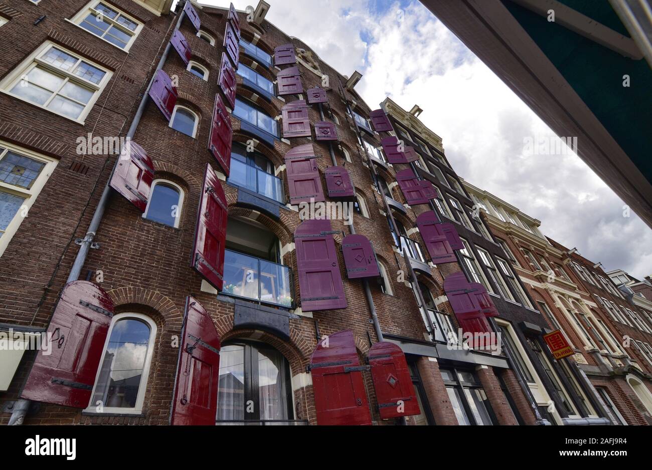 Amsterdam, Holland, August 2019. In the historic center, a typical ...