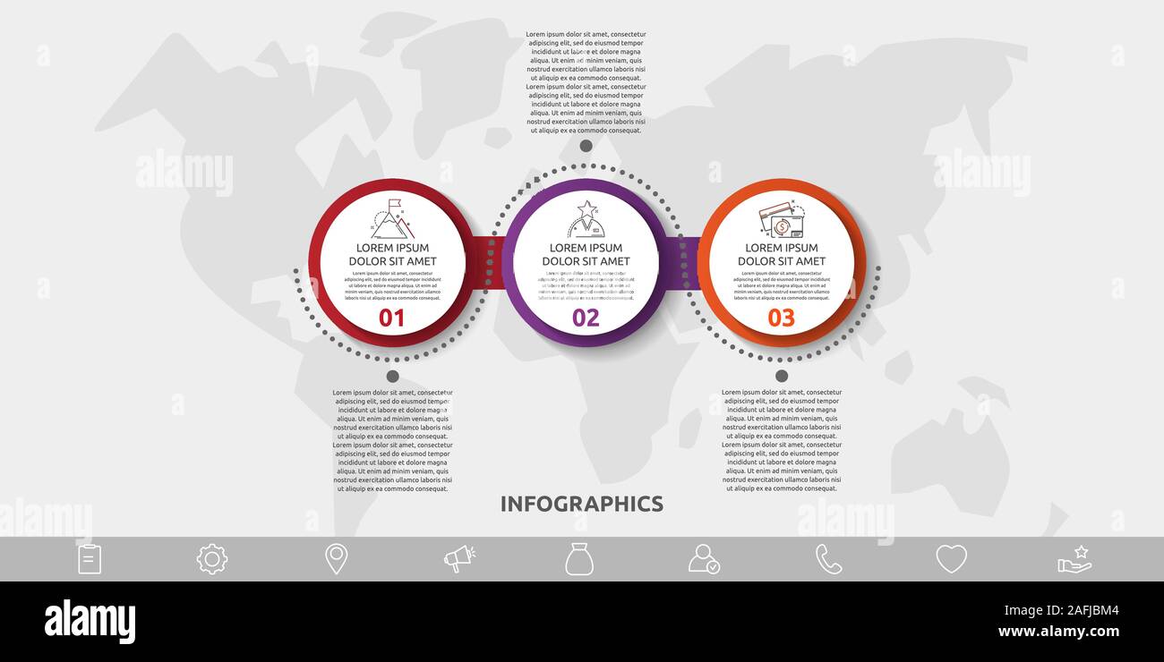 Vector template circle infographics. Business concept with 3 options and parts. Three steps for ...