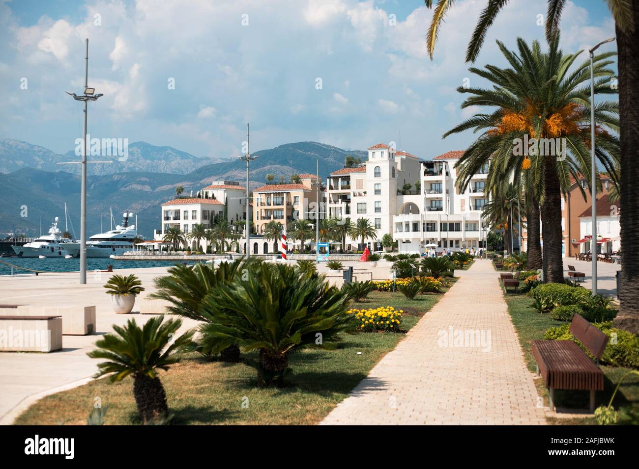 TIVAT, MONTENEGRO - SEPTEMBER 05, 2019: Wonderful view of waterfront ...