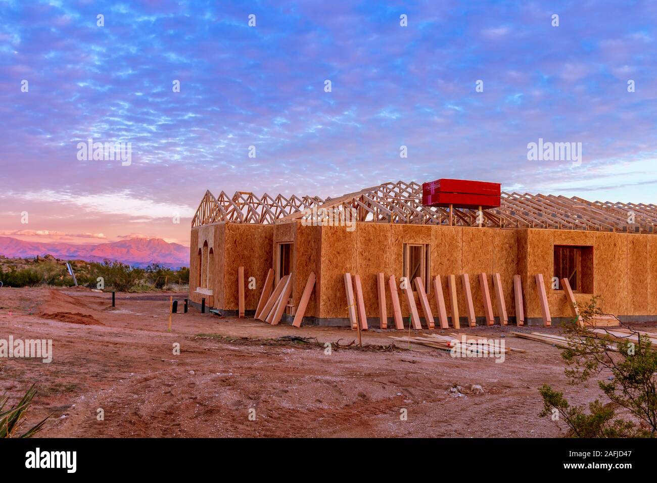 Sunset skies at a New Home Construction Site In North Scottsdale, AZ ...