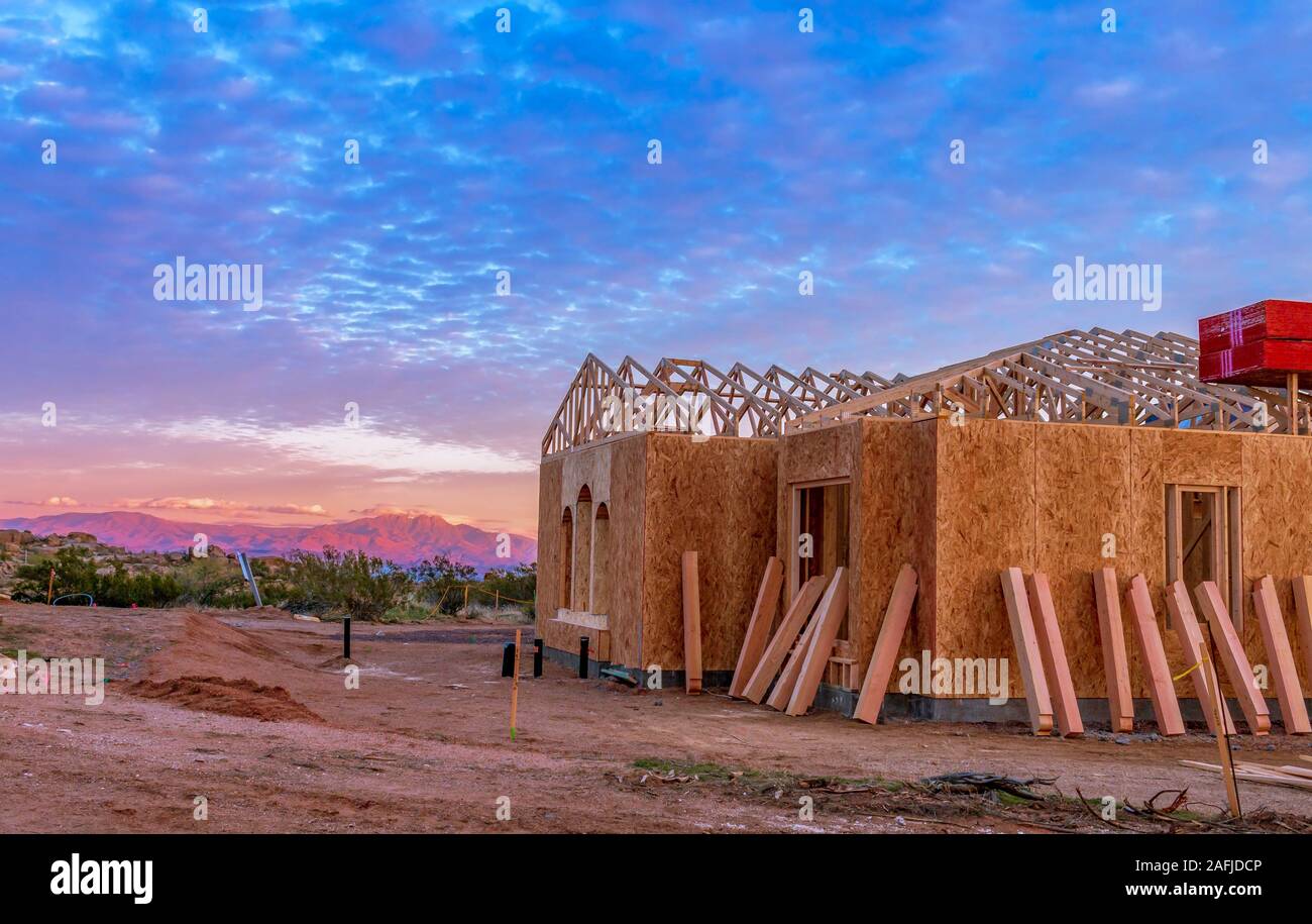 Sunset skies at a New Home Construction Site In North Scottsdale, AZ ...