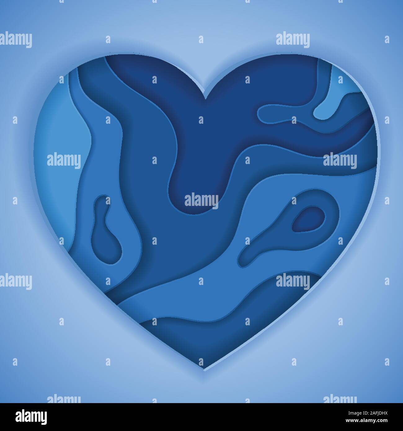 Blue Paper Cut Heart Stock Vector Image & Art - Alamy