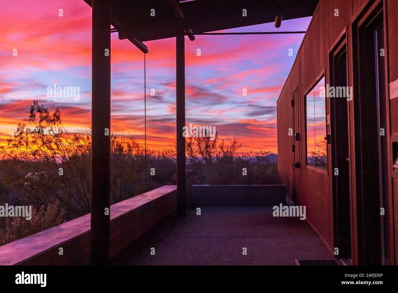 Vibrant Arizona Sunset Sky At the Brown Ranch TrailHead and desert ...