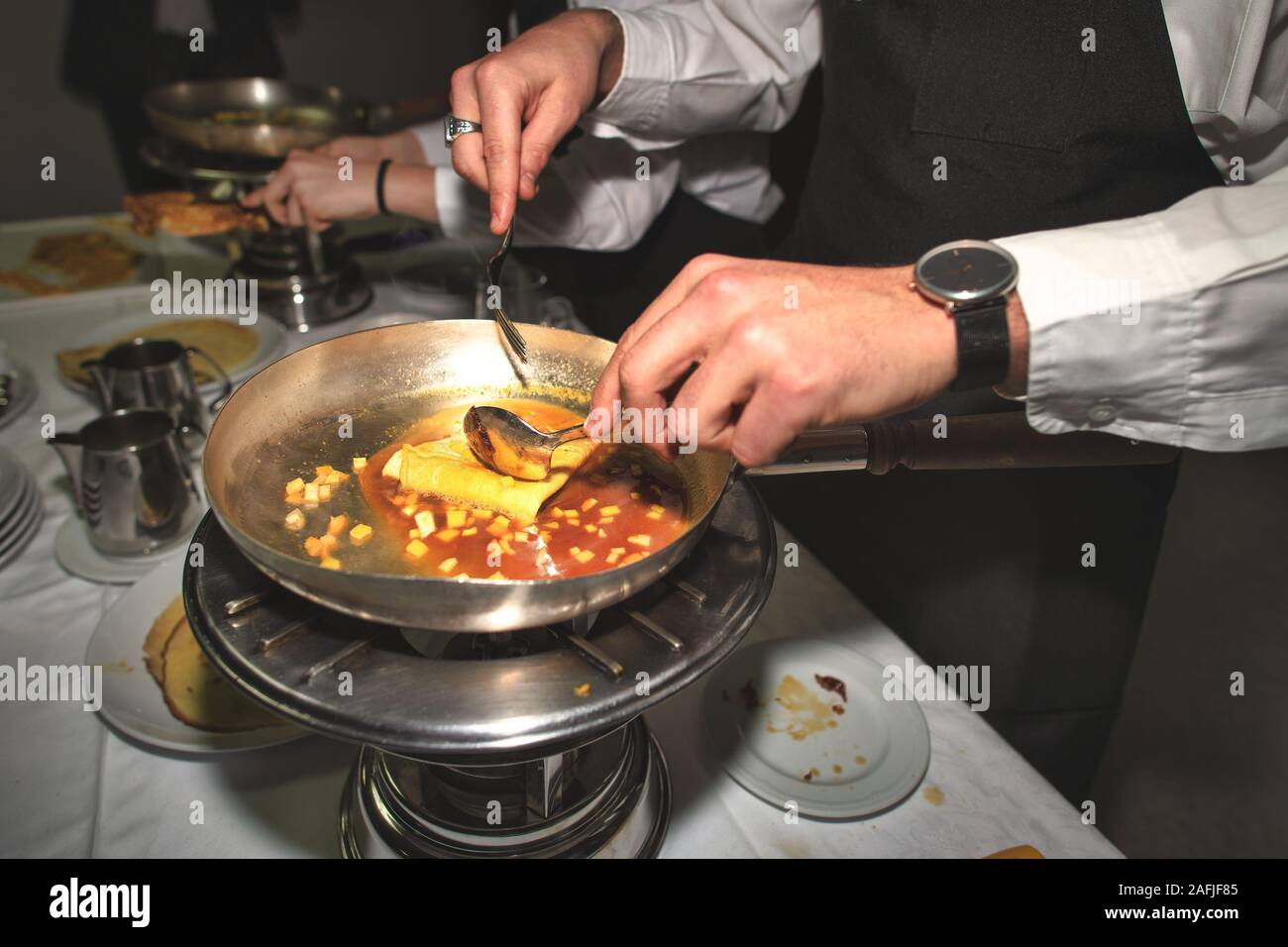 Preparation of Omelettes at a party banquet Stock Photo - Alamy