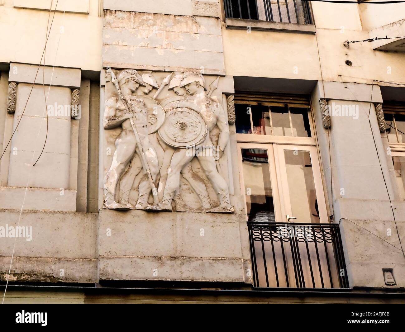 Magnificent wall art in the city of Budapest in Hungary. These huge ...