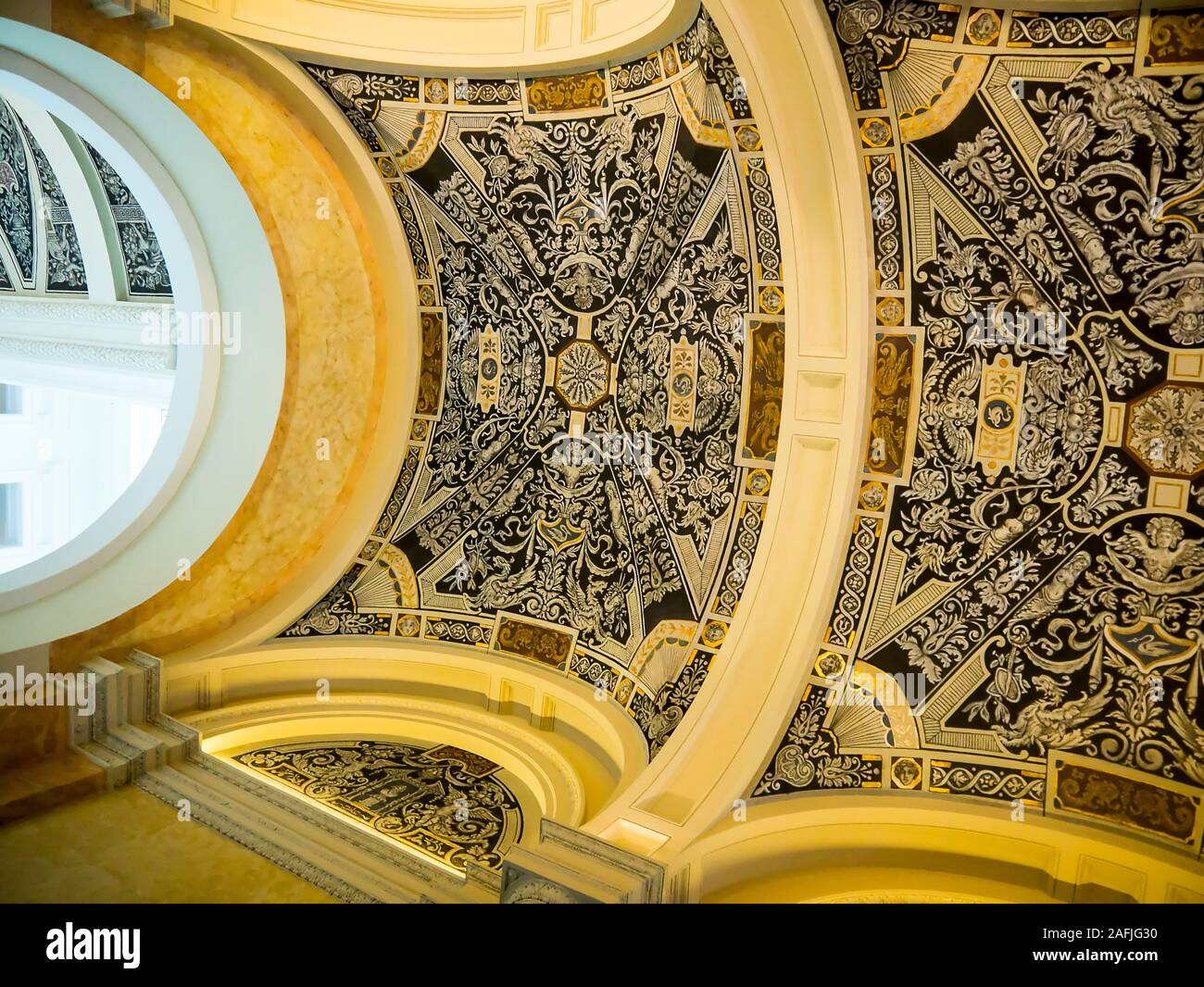 Magnificent wall art in the city of Budapest in Hungary. These huge ...