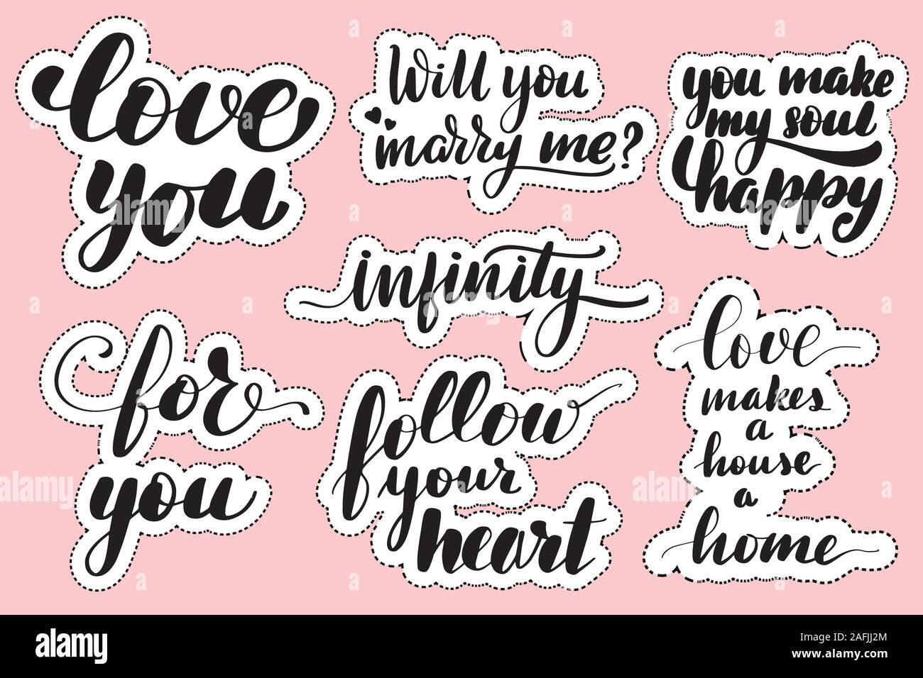 Stickers with hand drawn typography lettering inscriptions Stock Vector ...