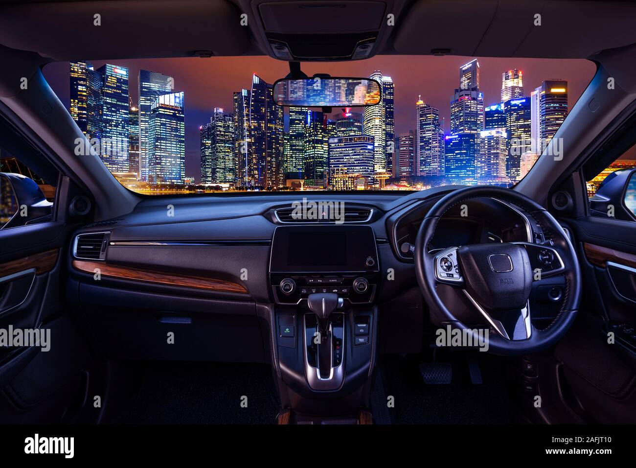 Driving car view building windshield hi-res stock photography and ...