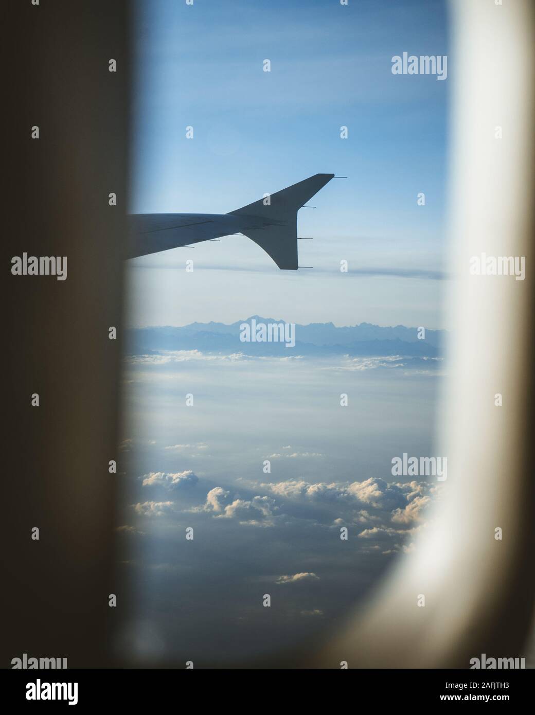 View from cabin of airplane.Through the window. Plane photography above ...