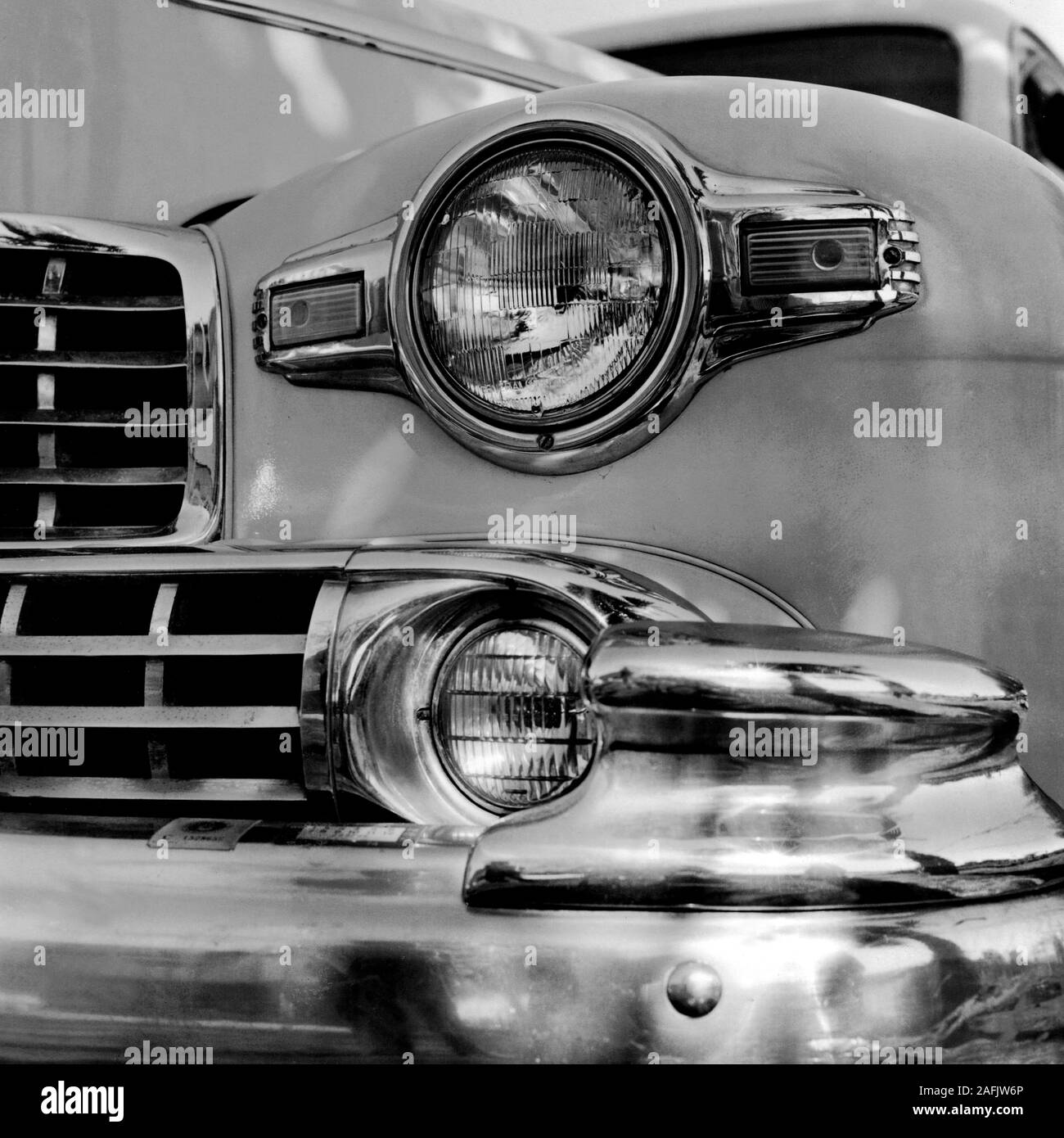 Classic car in front Black and White Stock Photos & Images - Alamy