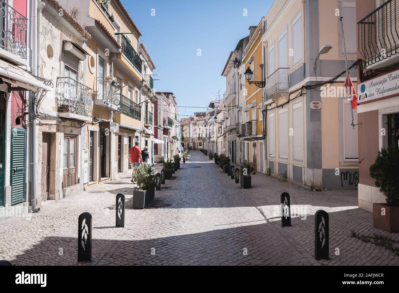 Setubal, Portugal - August 8, 2018: street atmosphere and typical ...
