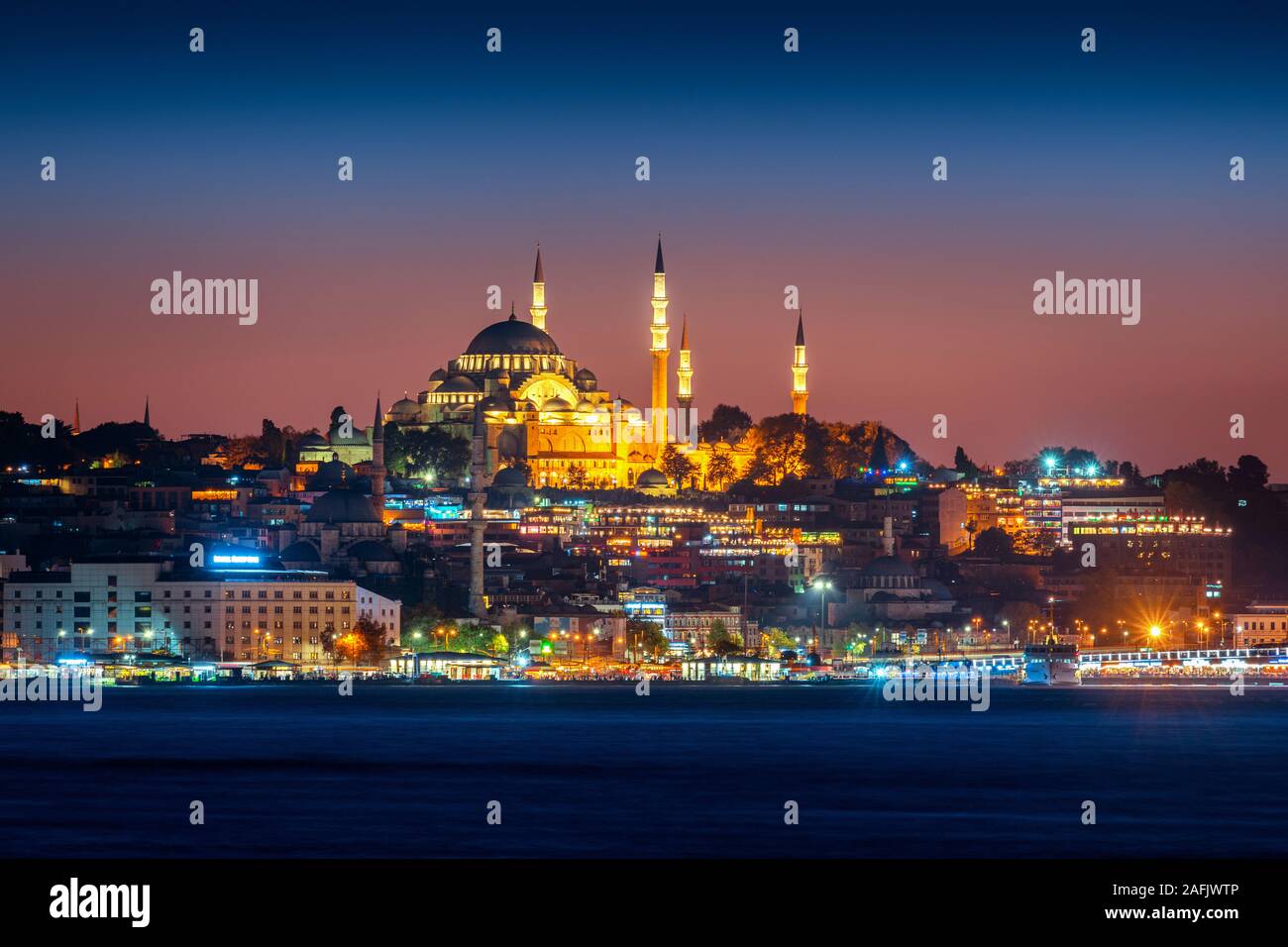 Istanbul city and Mosque at night in Turkey Stock Photo - Alamy