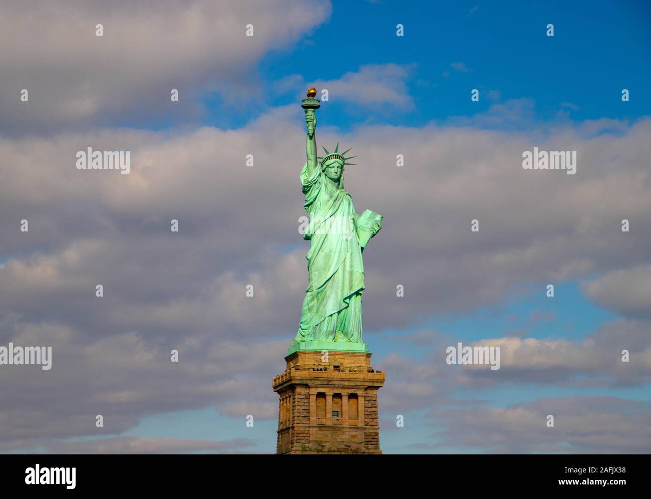 Statue of Liberty in New York . December 25, 2018 . View from the boat ...
