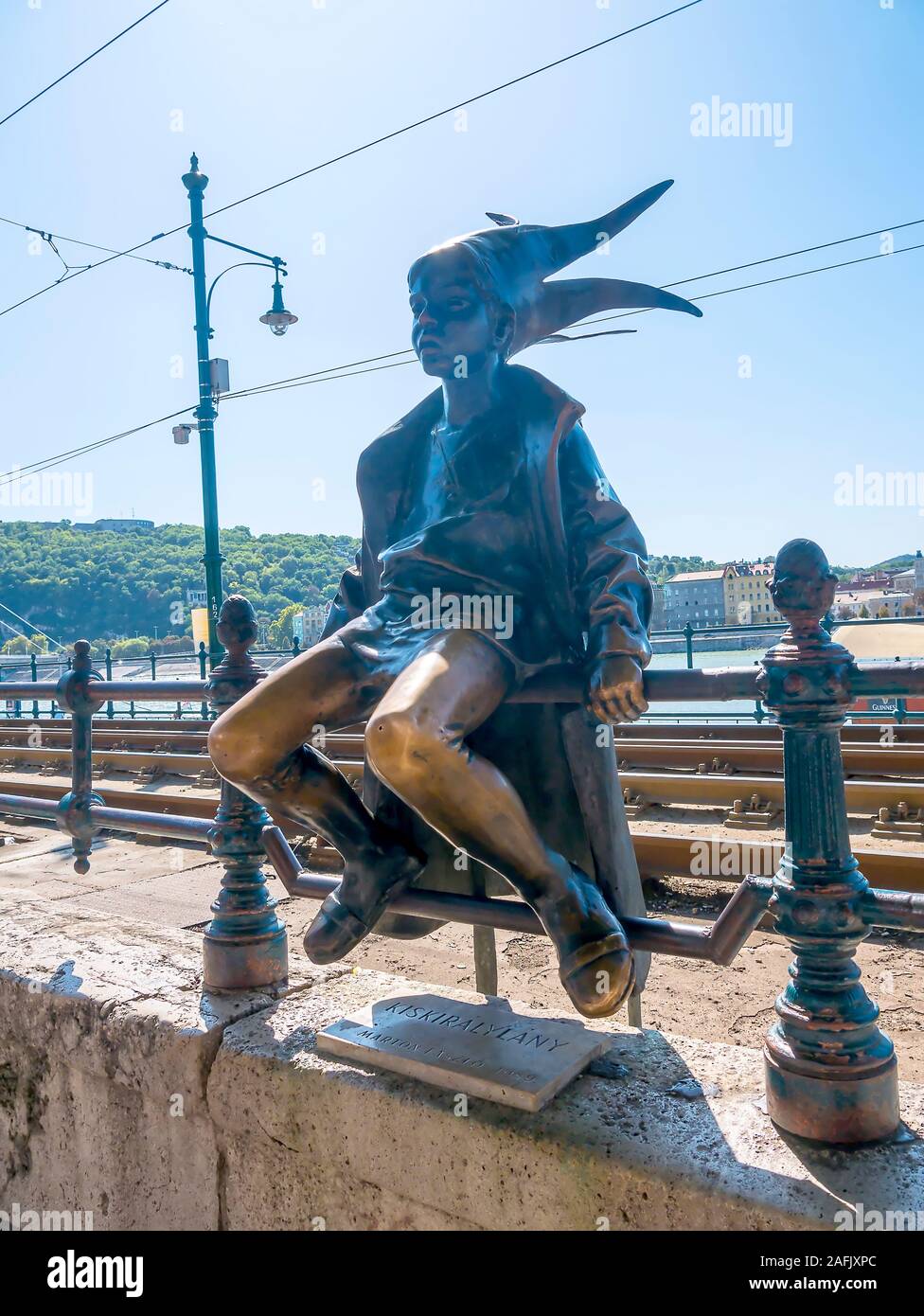 Little Princess Statue on the promenade by the River Danube at Pest in ...