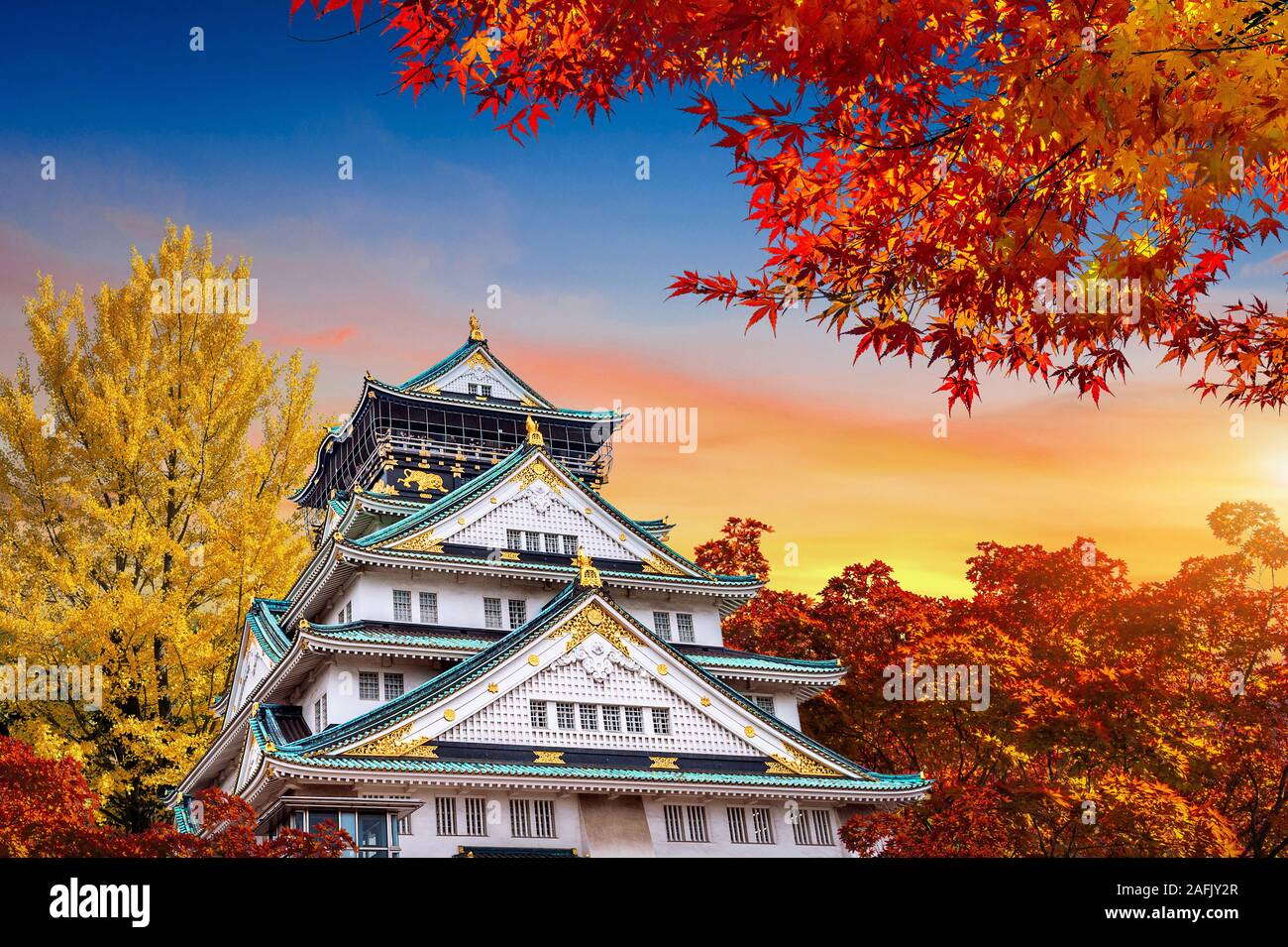 Osaka castle fall leaves hi-res stock photography and images - Alamy