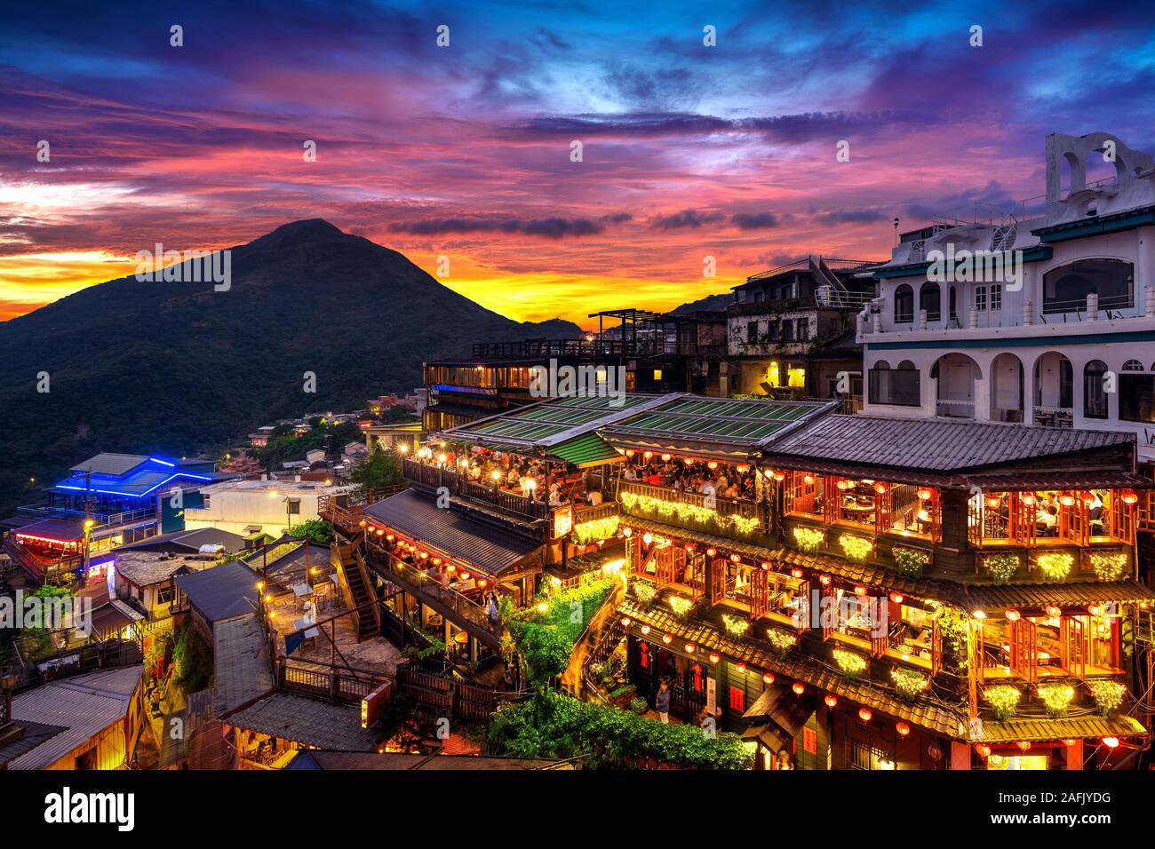 Jiufen old street at twilight in Taipei Taiwan Stock Photo - Alamy