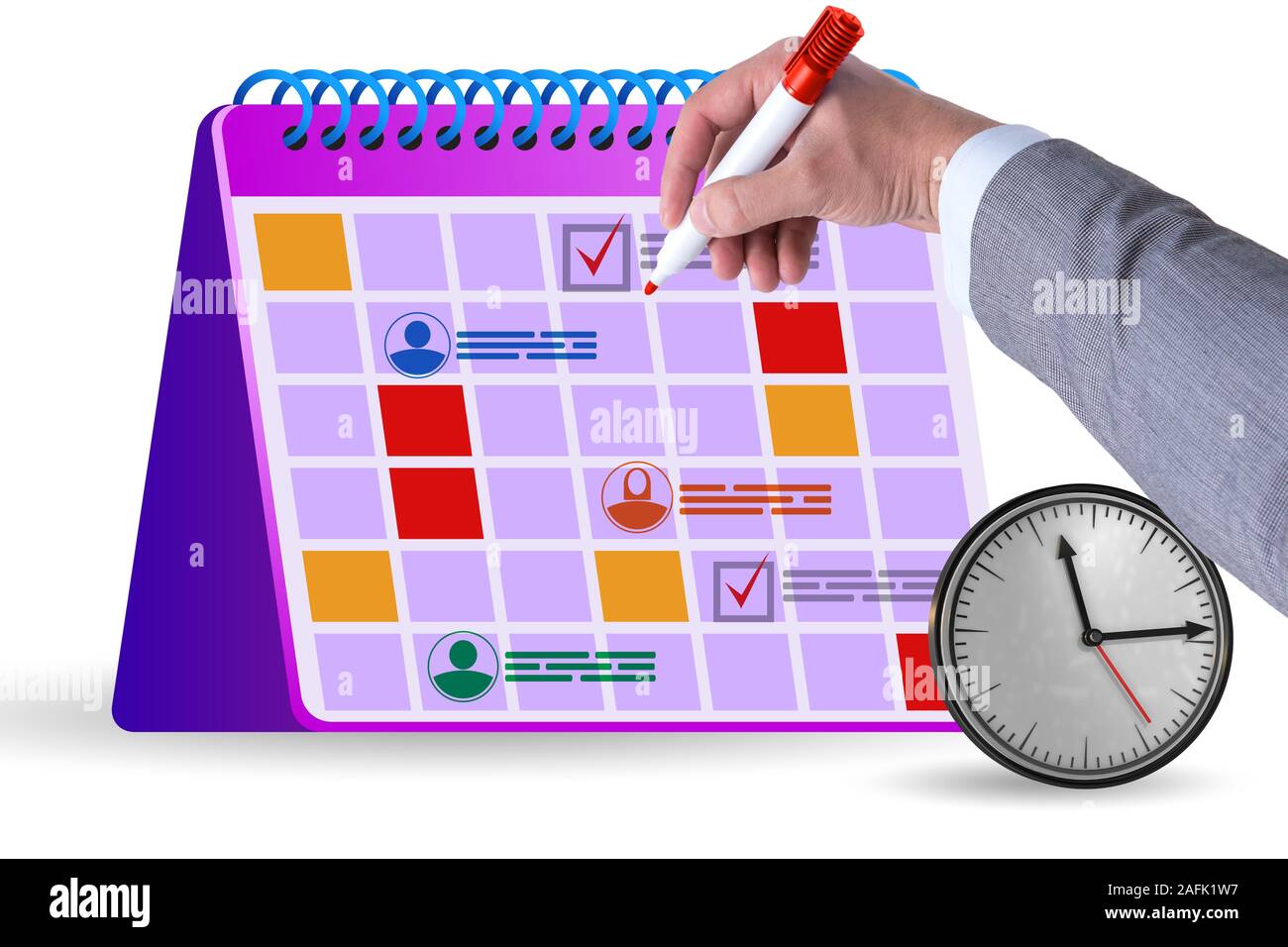 The business calendar concept with businessman Stock Photo - Alamy