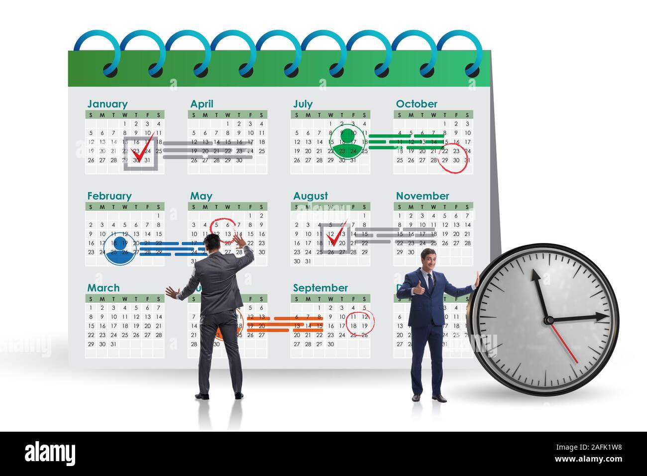 The business calendar concept with businessman Stock Photo - Alamy