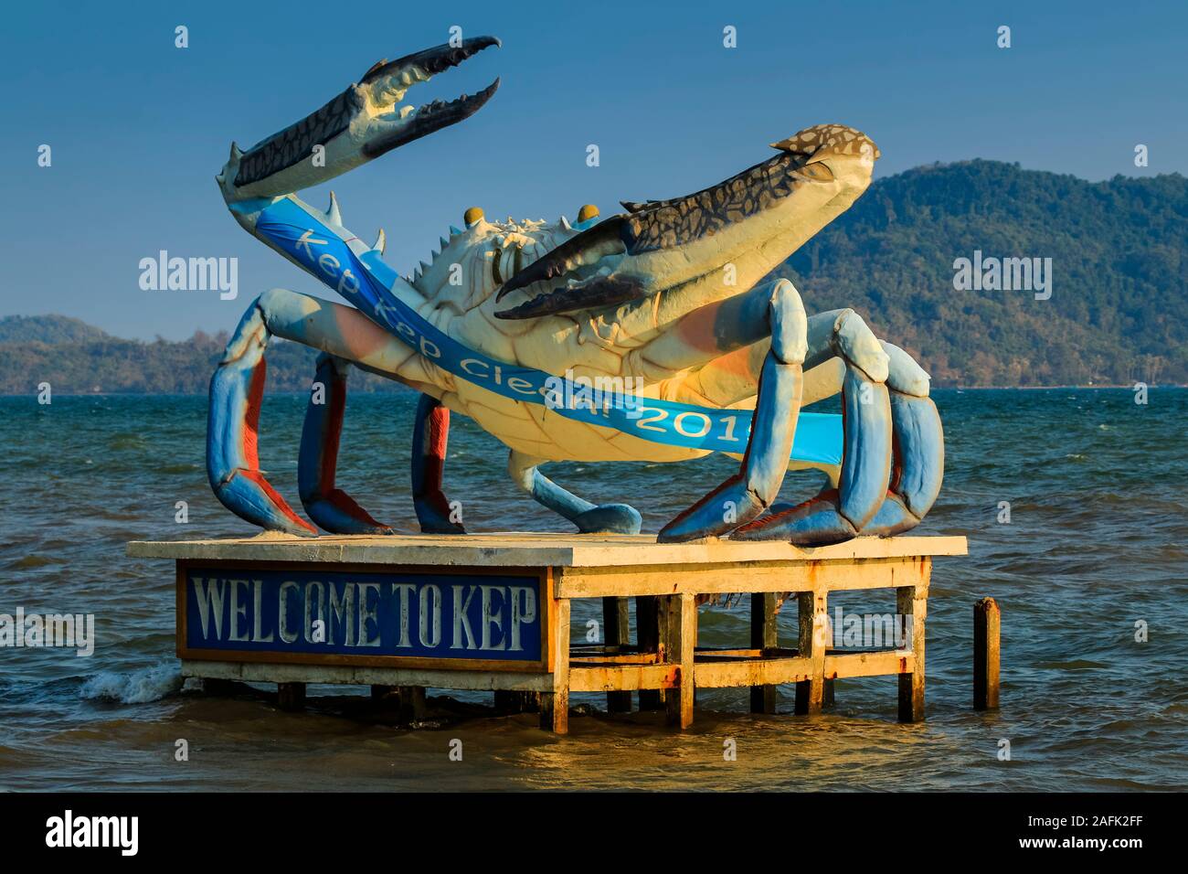 Large crab statue at Kep, a quirky southern former French resort town ...