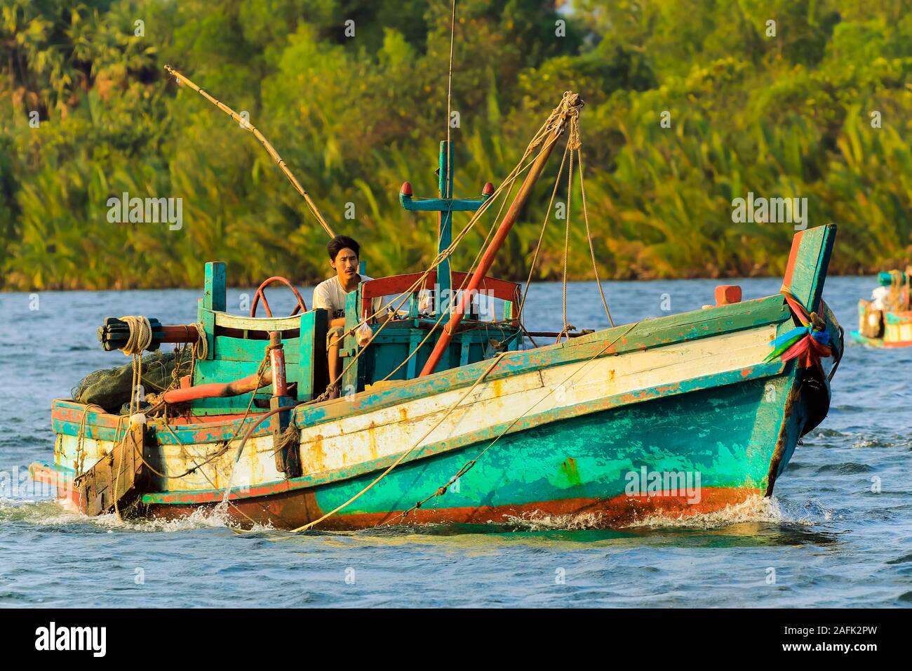 Kampot river boat hi-res stock photography and images - Alamy