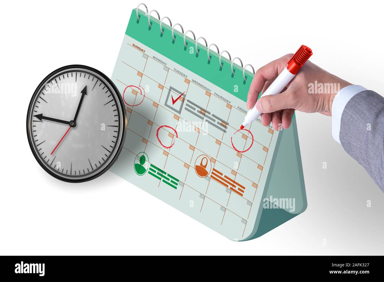 The business calendar concept with businessman Stock Photo - Alamy