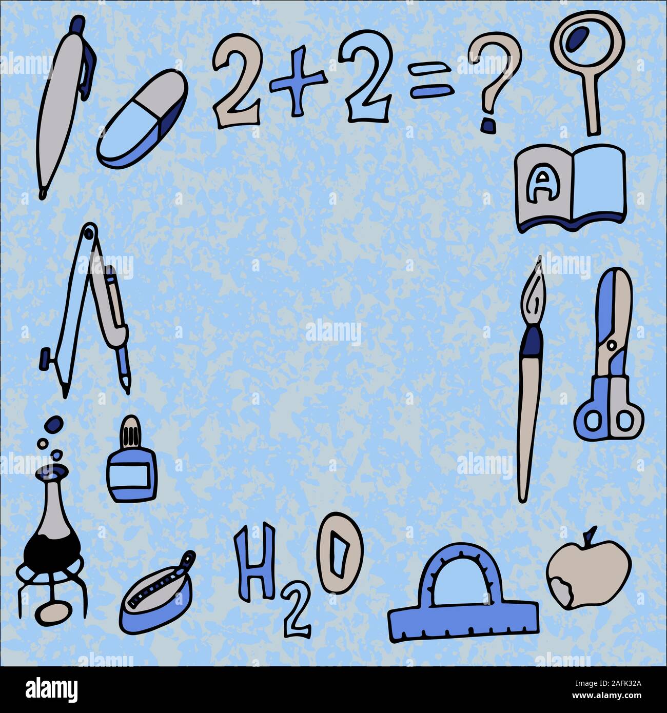 square frame from school subjects with a textured background. stock ...