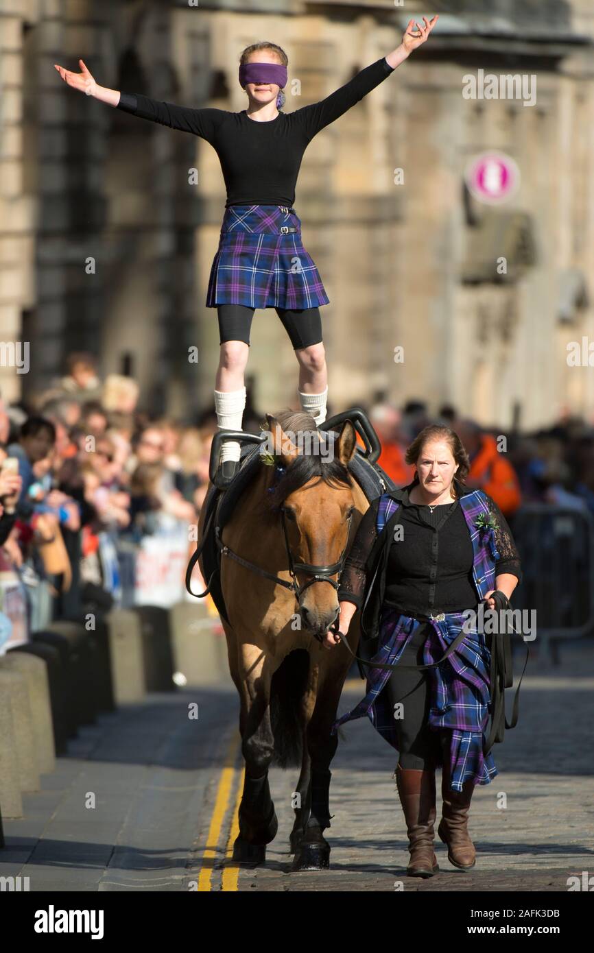 Riding of the Marches ceremony on the Royal Mile in Edinburgh. The ...