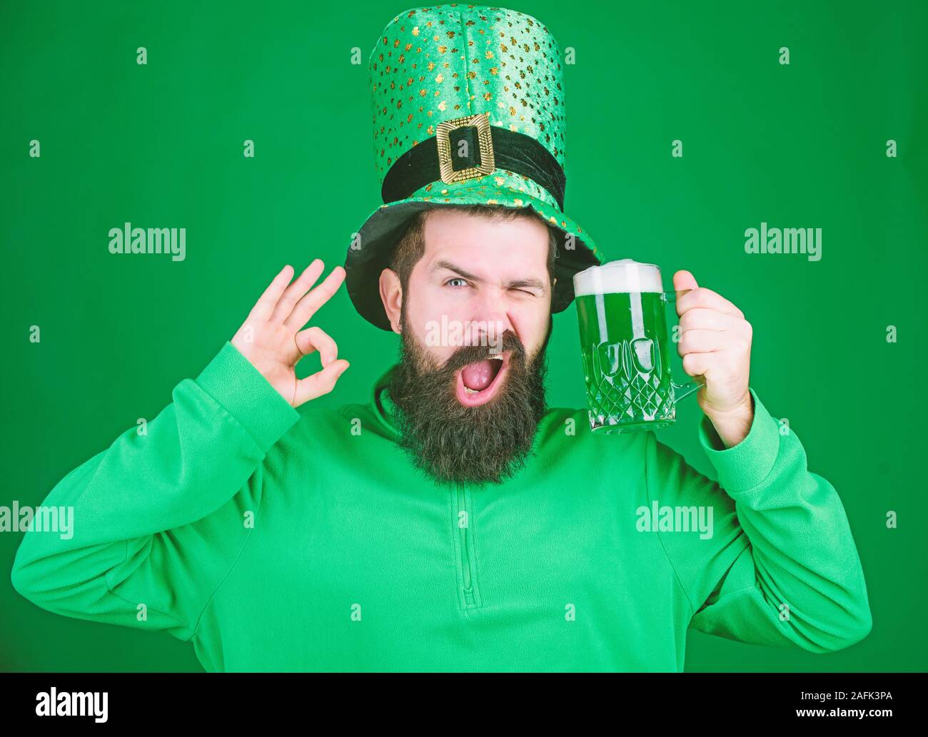 The best beer is irish. Bearded man toasting to saint patricks day ...