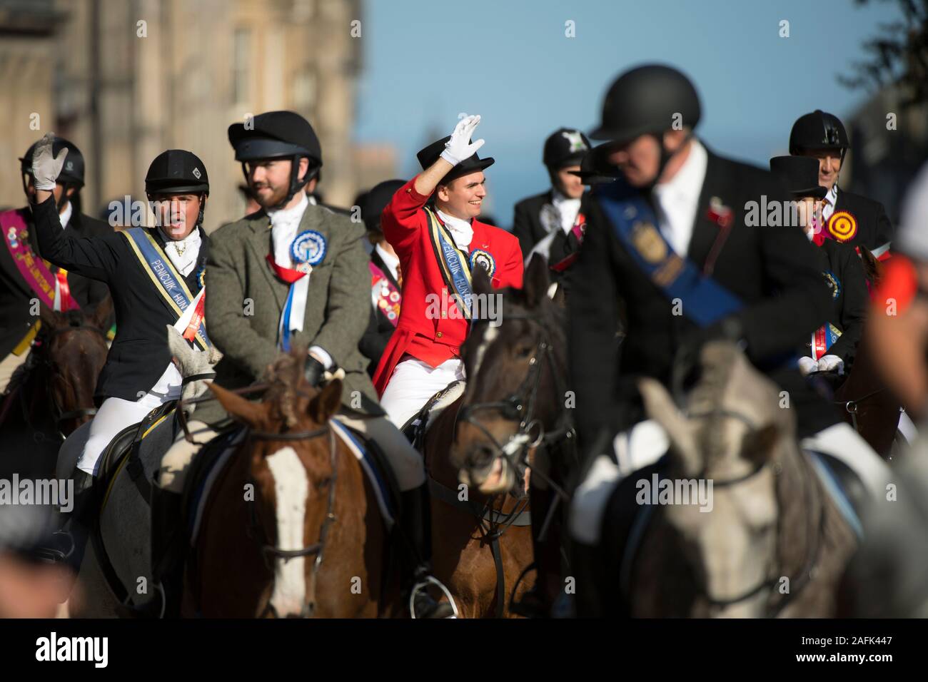 Riding of the Marches ceremony on the Royal Mile in Edinburgh. The ...