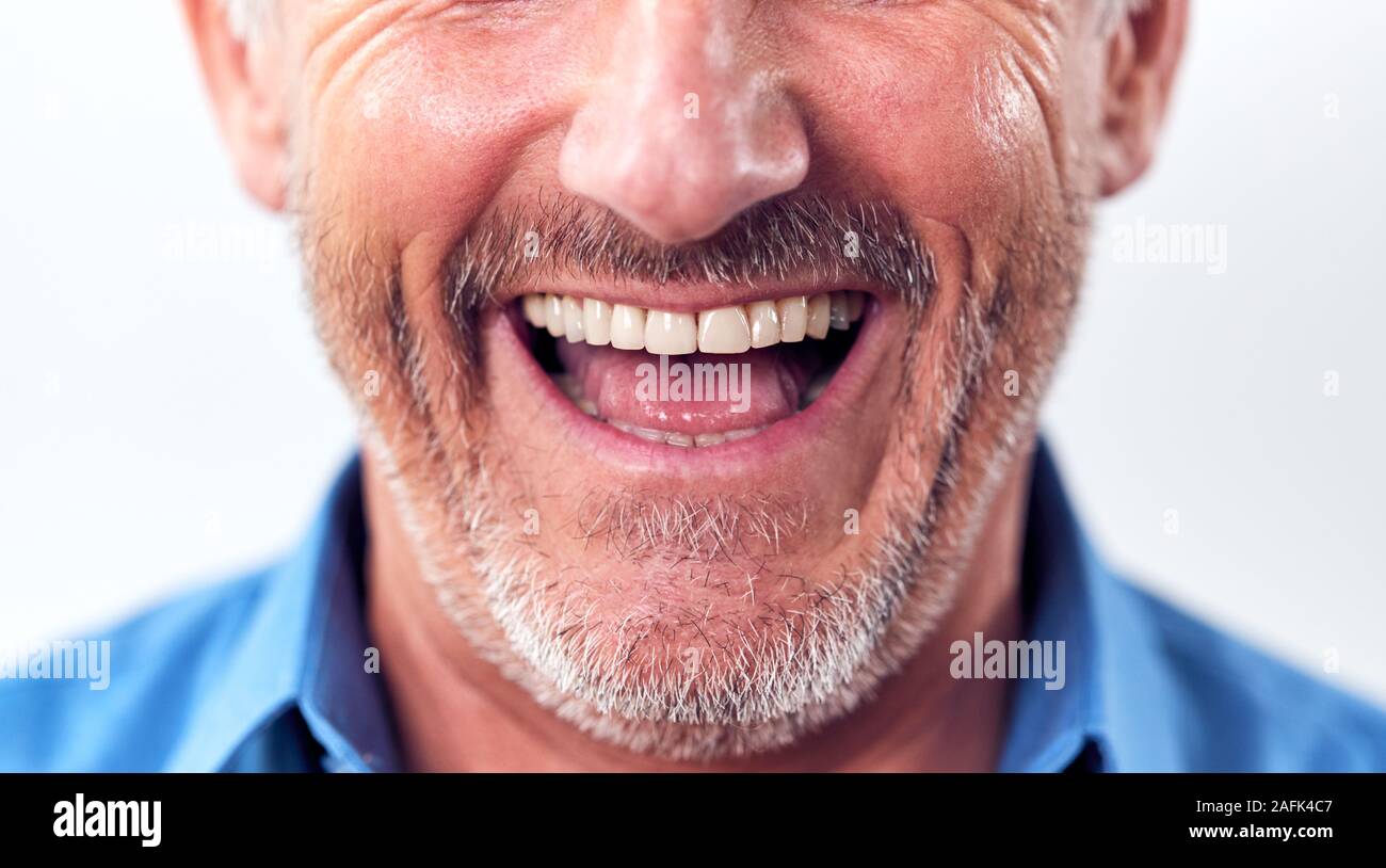 Laughing mouth close up man hi-res stock photography and images - Alamy