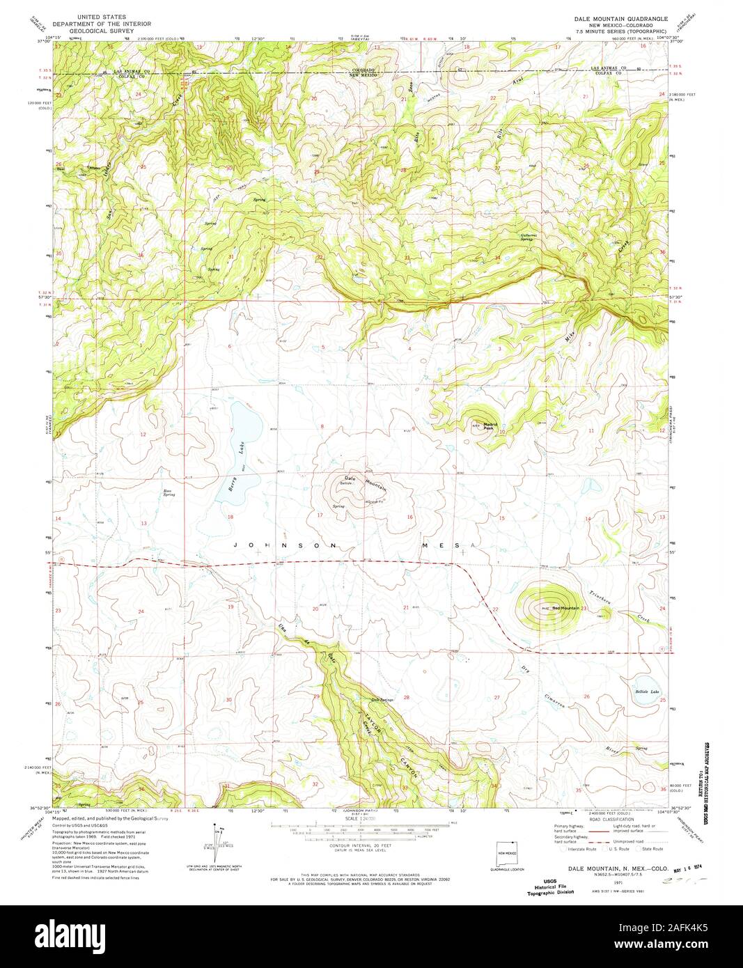 USGS TOPO Map New Mexico NM Dale Mountain 190374 1971 24000 Restoration ...