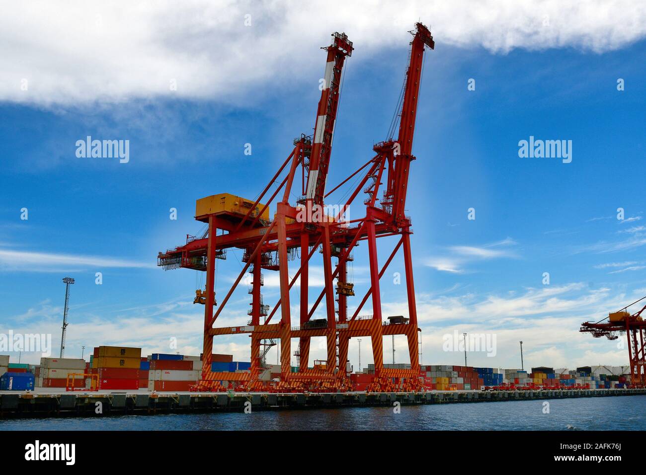 Australia, Perth, cranes on loading terminal in Freemantl Stock Photo ...