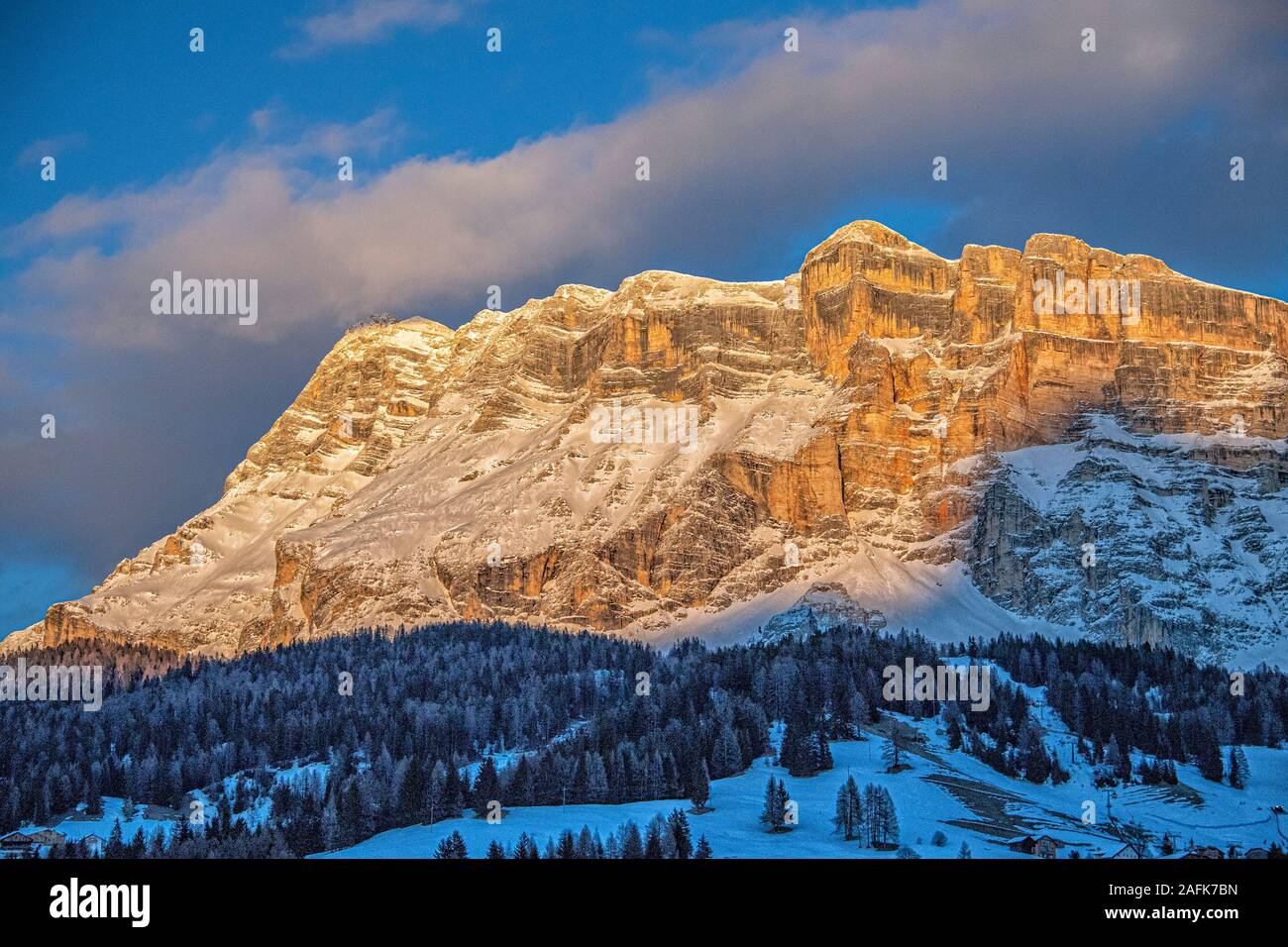 Monte croce dolomites badia valley mountains at sunset landscape Stock ...