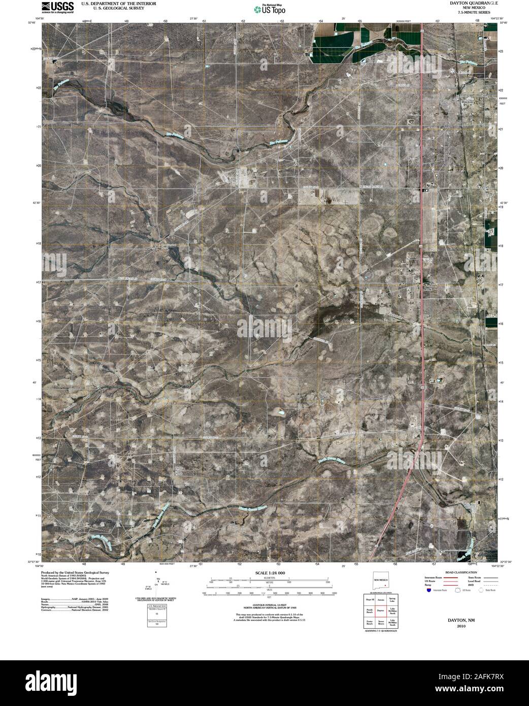 USGS TOPO Map New Mexico NM Dayton 20100915 TM Restoration Stock Photo ...
