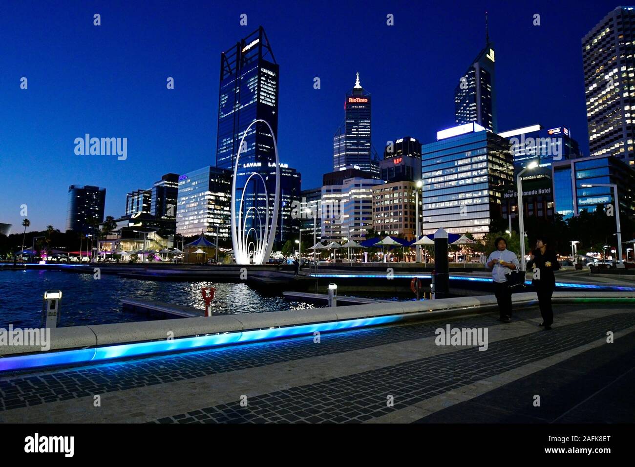 Perth, Australia - November 30, 2017: Night scene from skyline of the ...