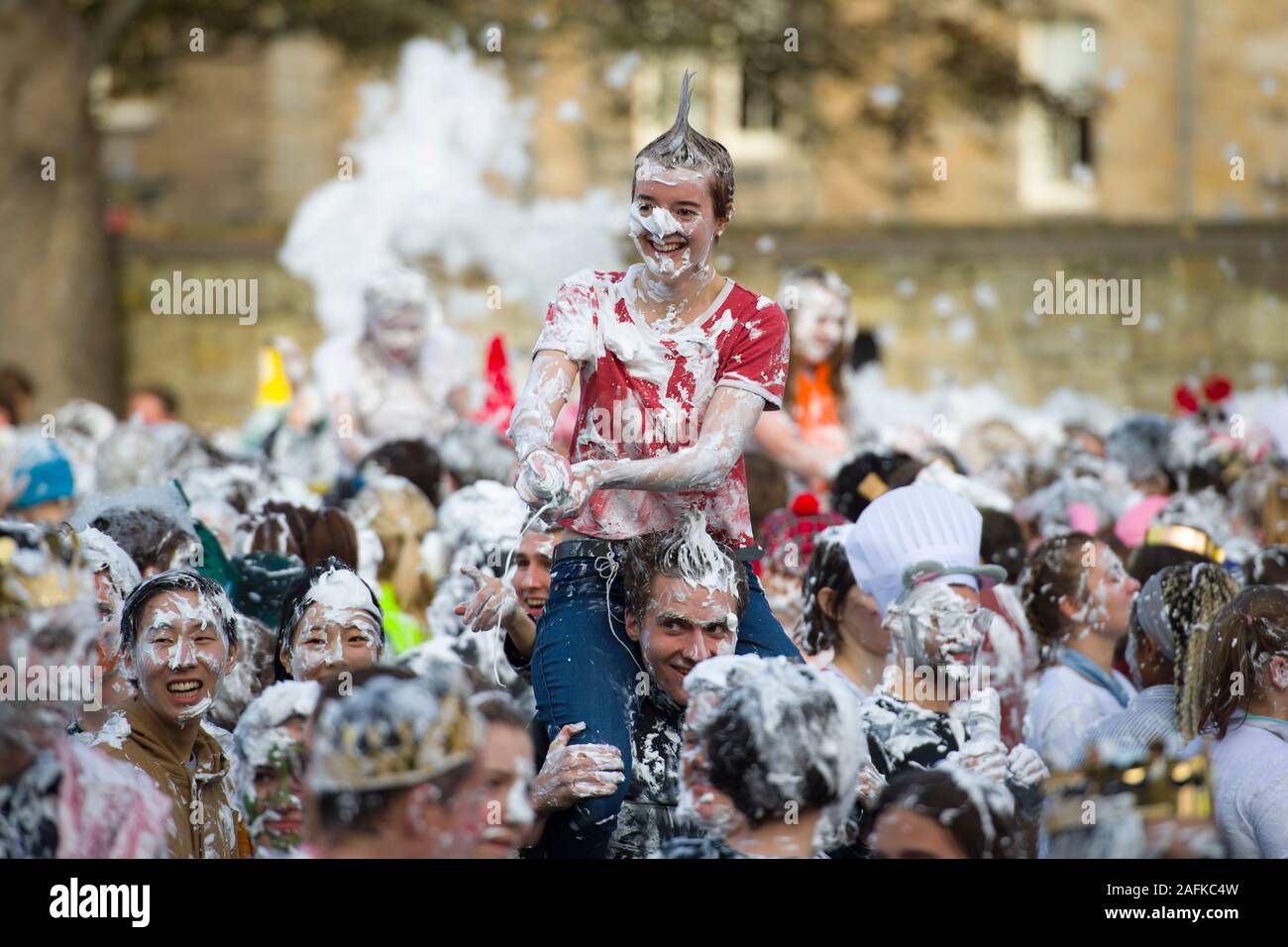 Students at St.Andrew's University celebrate Raisin Monday with a foam ...