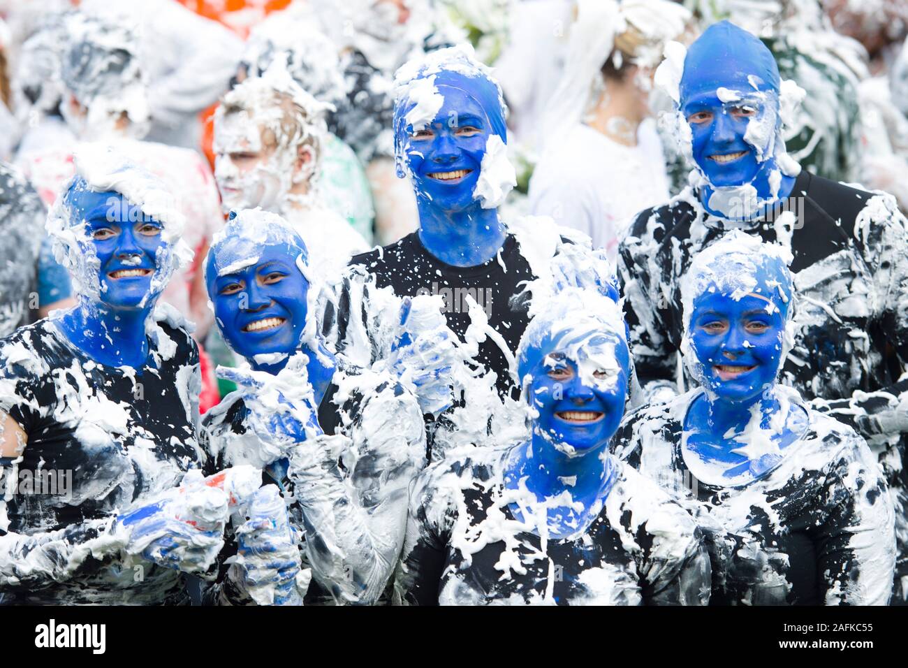 Students at St.Andrew's University celebrate Raisin Monday with a foam ...