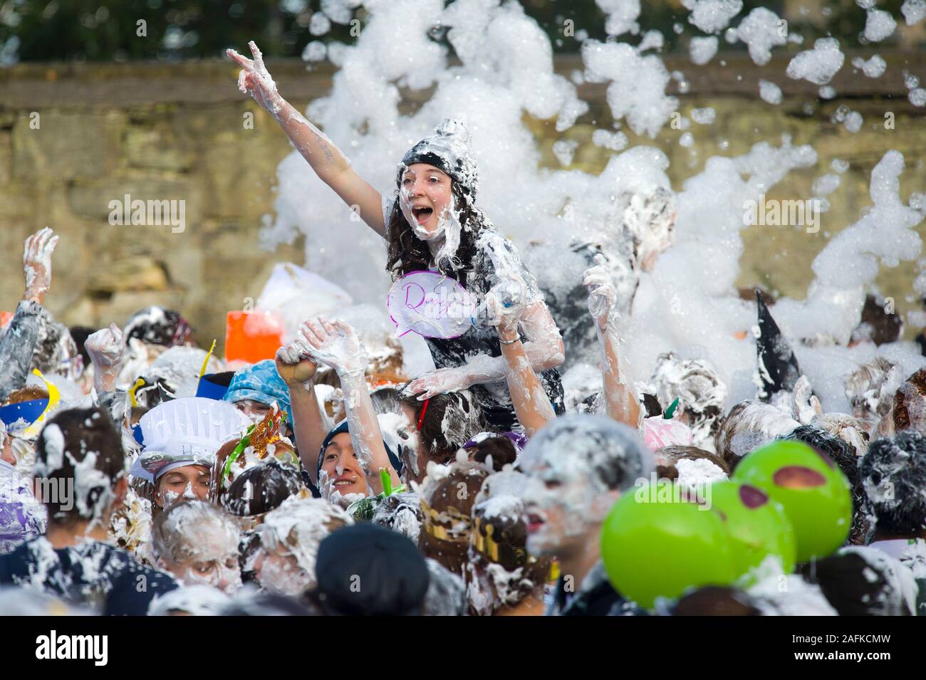 Students at St.Andrew's University celebrate Raisin Monday with a foam ...