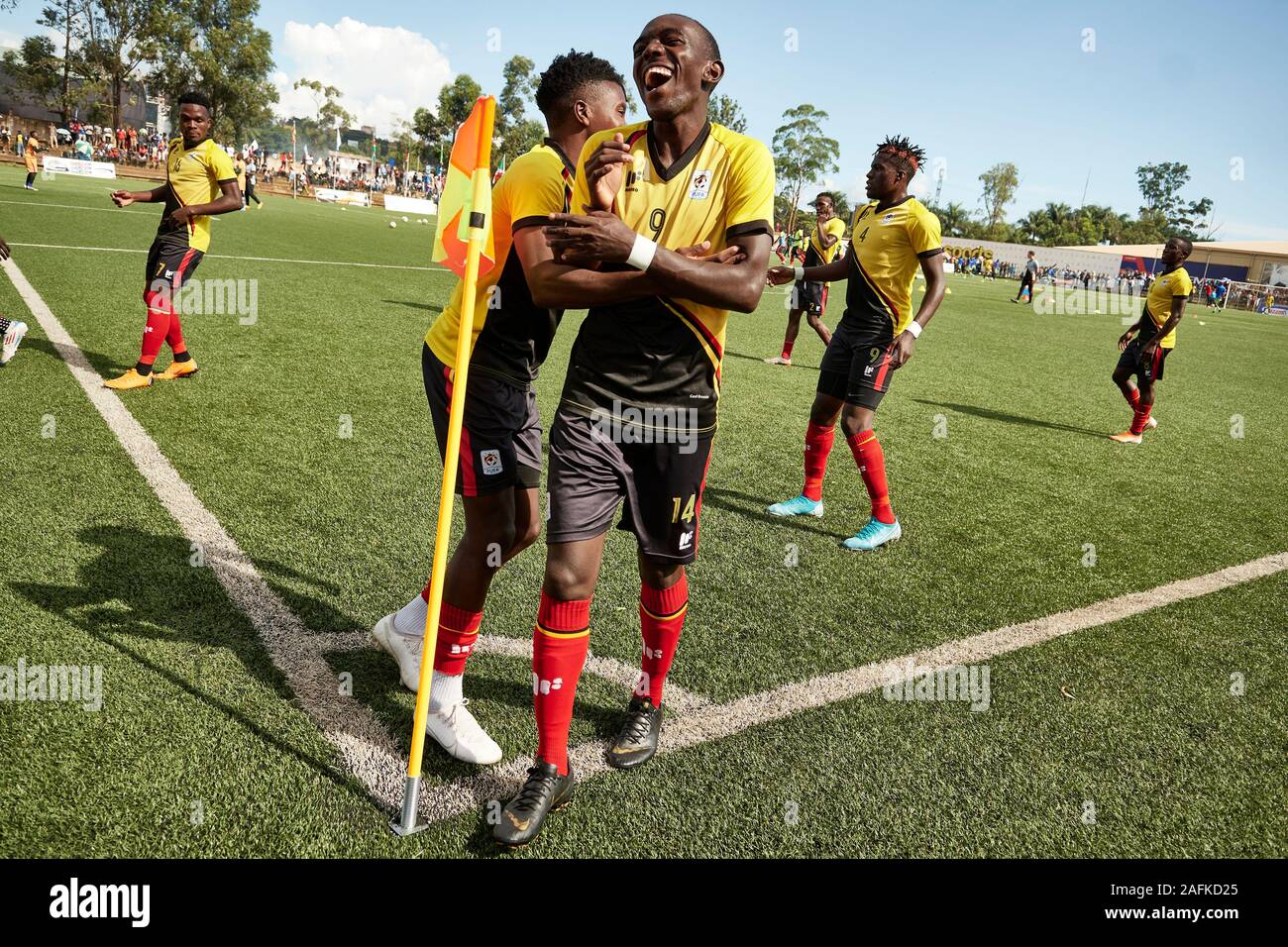 Kampala, Uganda. 15 Dec 2019. Uganda players Bright Anukani (14, Uganda ...