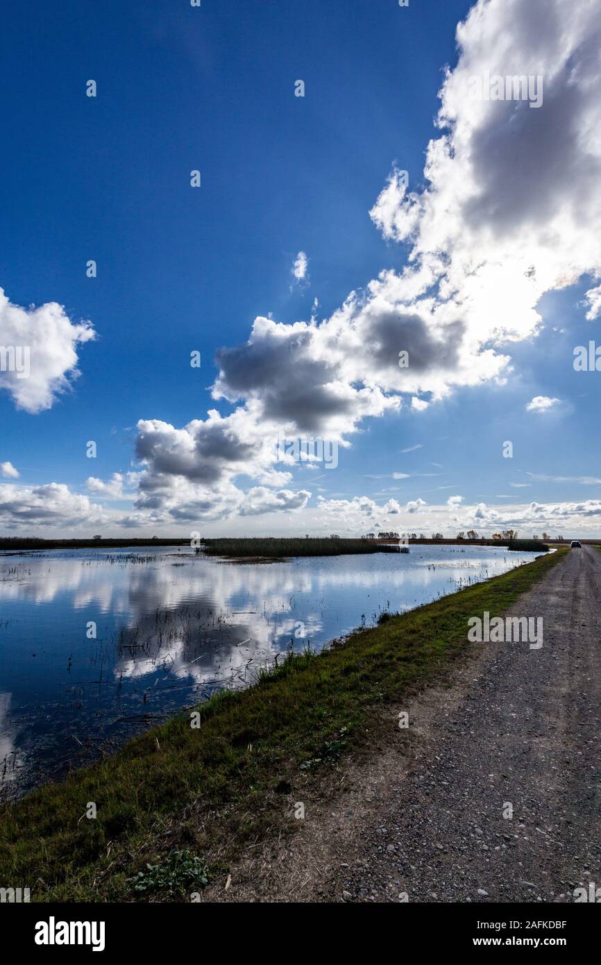 Clouds and water at the Merced National Wildlife refuge in the Central ...