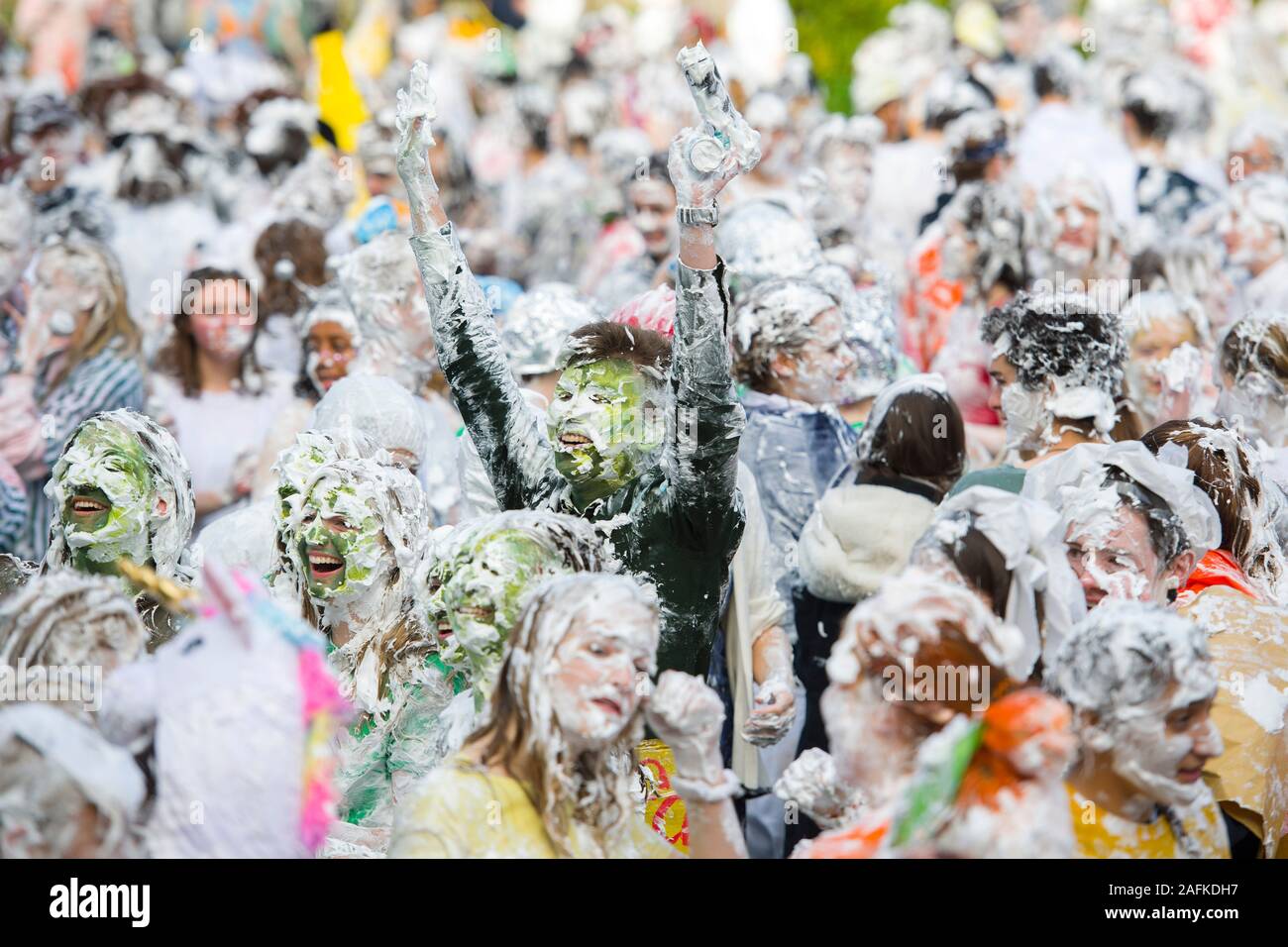 Students at St.Andrew's University celebrate Raisin Monday with a foam ...