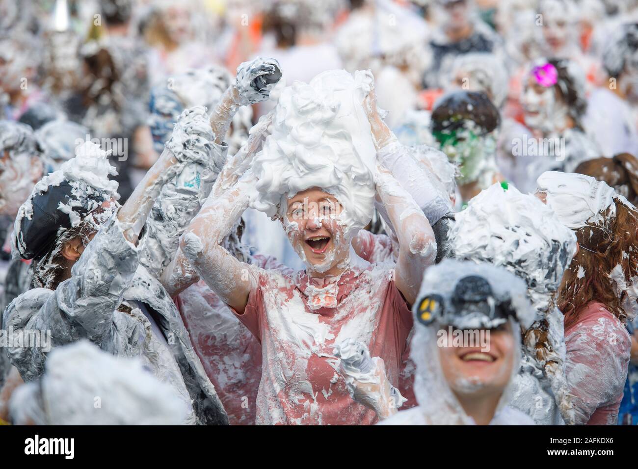 Students at St.Andrew's University celebrate Raisin Monday with a foam ...